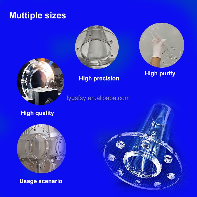 80% UV Transmittance Flanged Quartz Glass Tube High Temperature ...