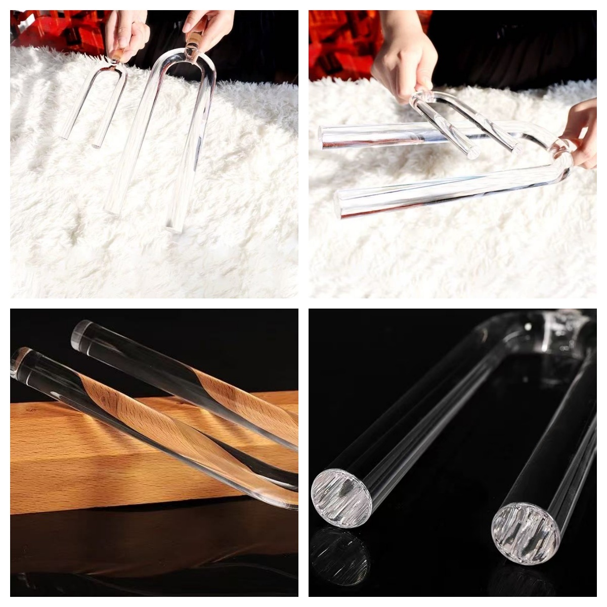 Crystal tuning fork transparent quartz gentle tapping on the ear for ...